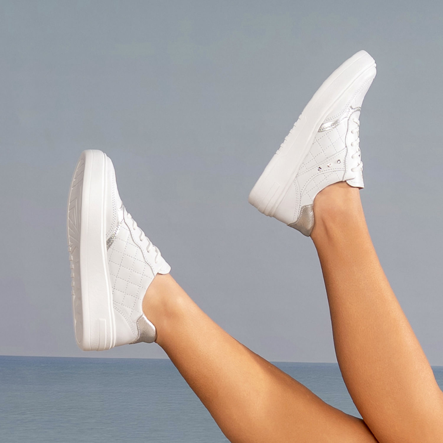 Tênis Pegada Feminino em Couro Branco 213105-01 - Pegada