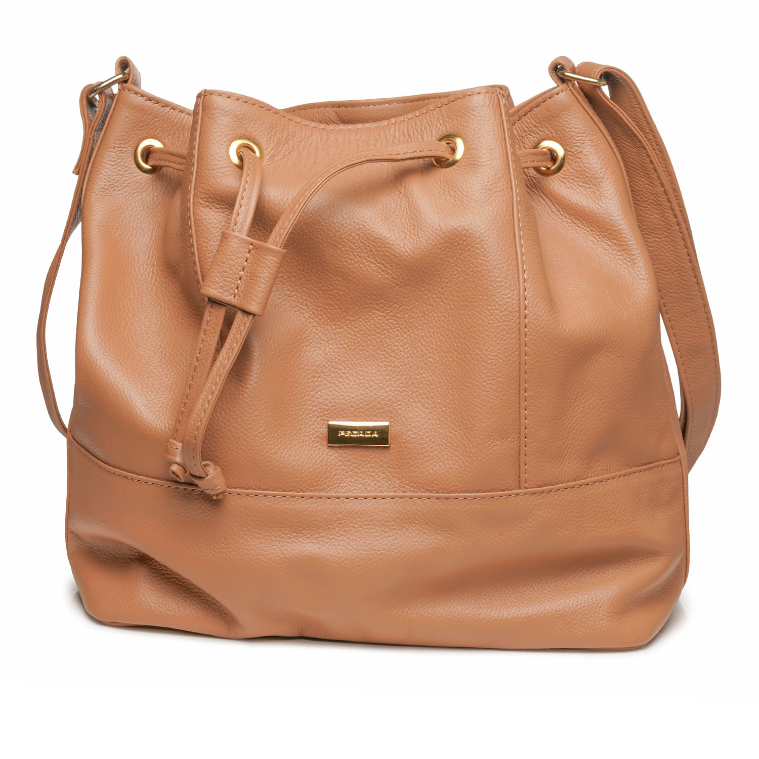 Bolsa Pegada Feminina Hobo em Couro Caramelo BO210008-02 - Pegada